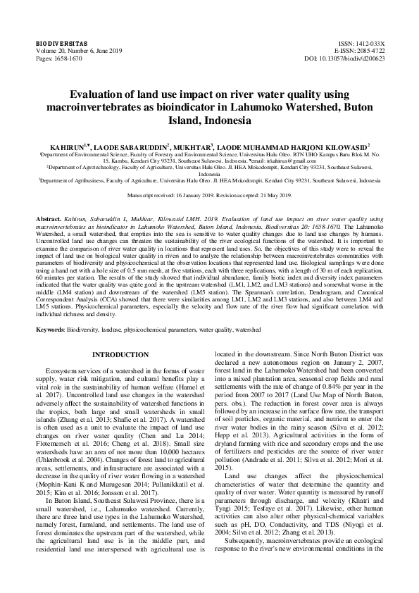 (PDF) Evaluation of land use impact on river water quality using ...
