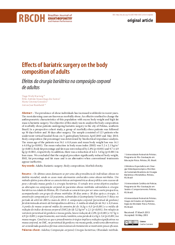 (PDF) Effects of bariatric surgery on the body composition of adults ...