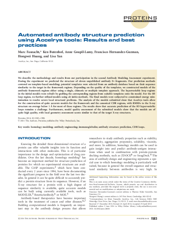 (PDF) Automated antibody structure prediction using Accelrys tools: Results and best practices