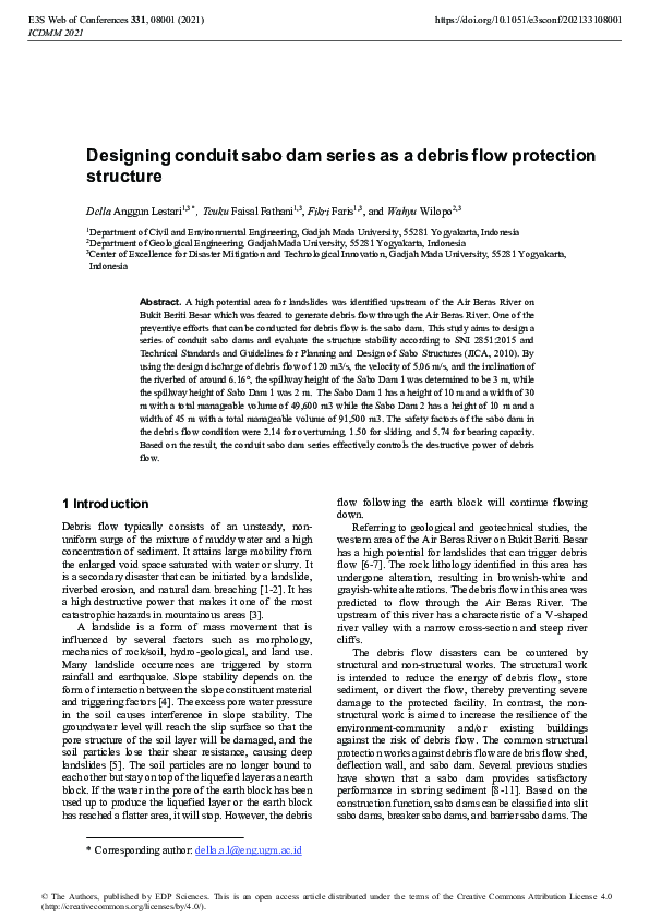 (PDF) Designing conduit sabo dam series as a debris flow protection ...