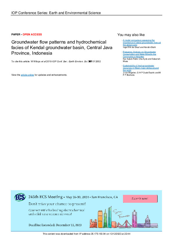 (PDF) Groundwater flow patterns and hydrochemical facies of Kendal groundwater basin, Central ...