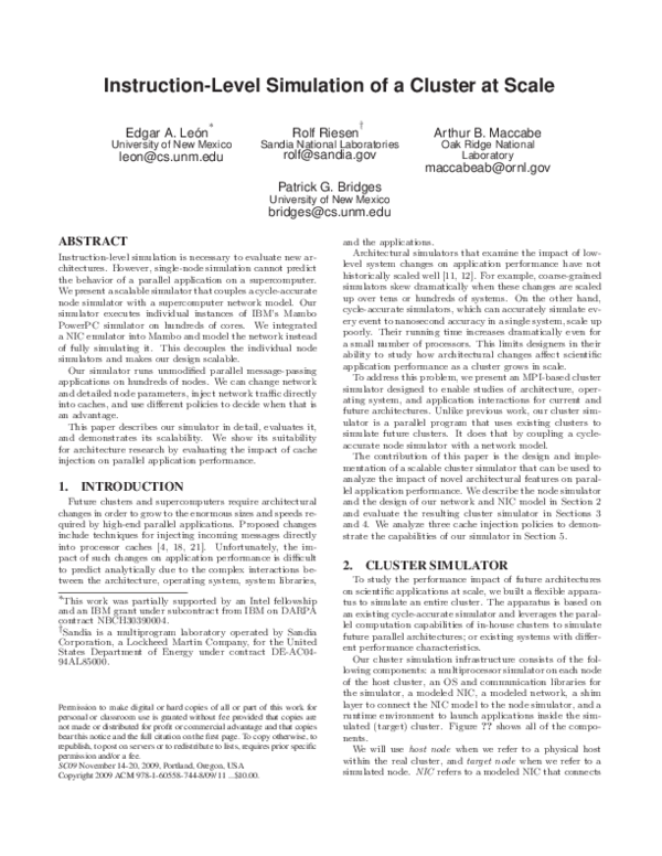 (PDF) Instruction-level simulation of a cluster at scale