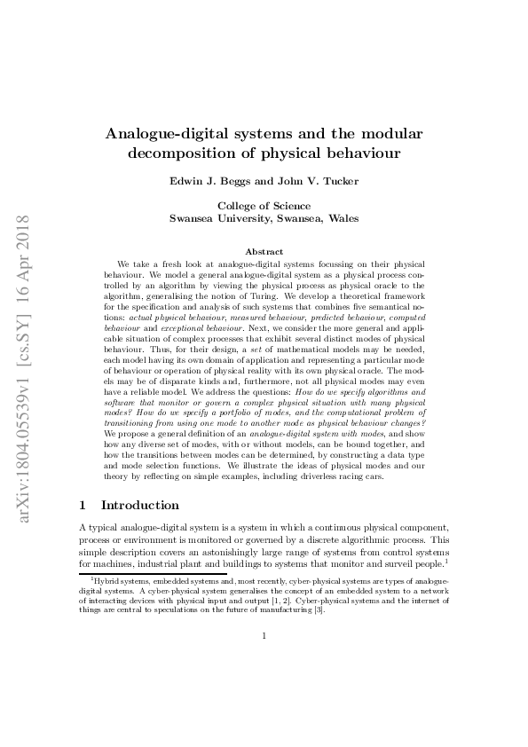 (PDF) Analogue-digital systems and the modular decomposition of ...