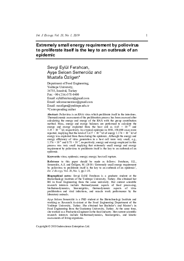 (PDF) Extremely small energy requirement by poliovirus to proliferate ...
