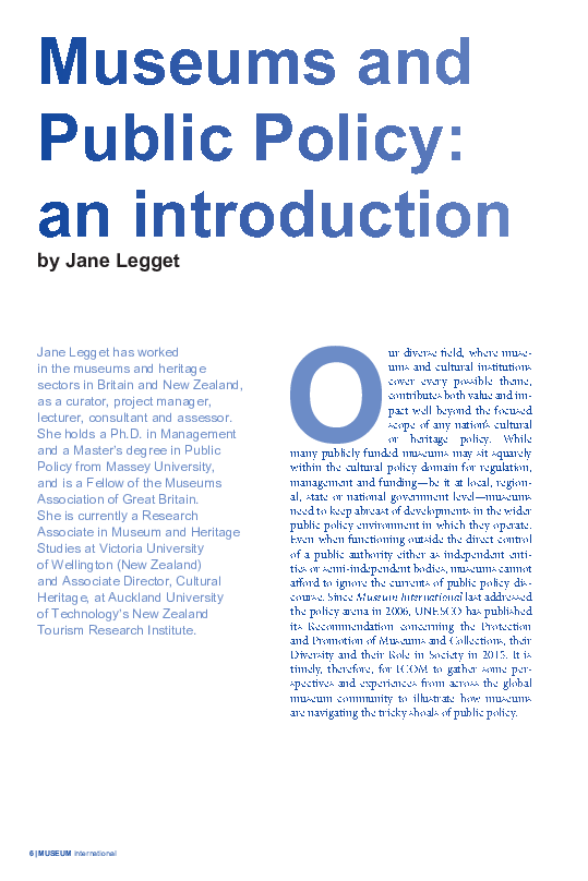 (PDF) Museums and Public Policy: an introduction