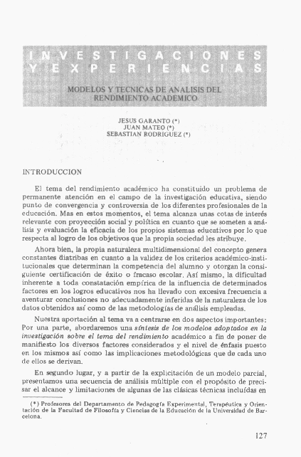 (PDF) Modelos y técnicas de análisis del rendimiento académico