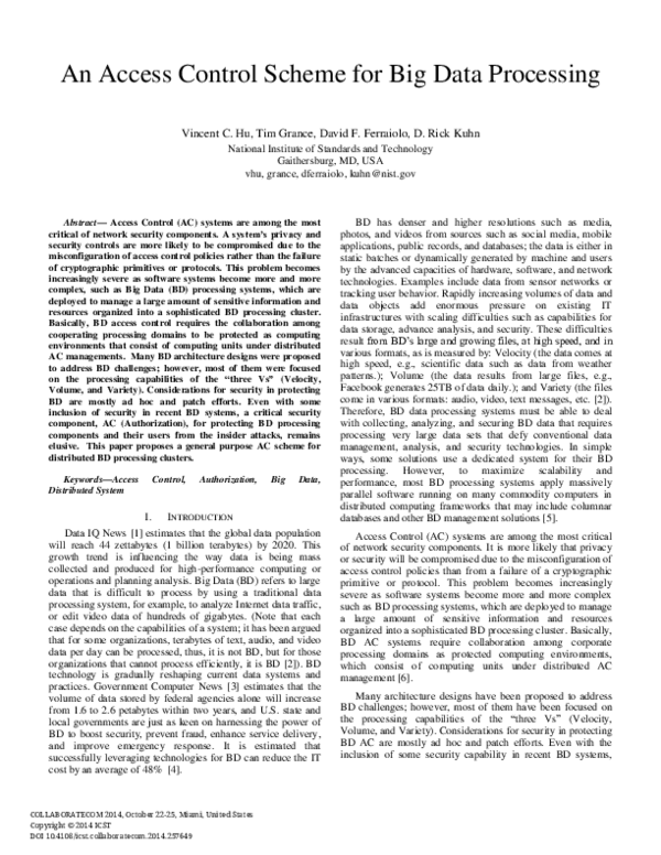 (PDF) An Access Control Scheme for Big Data Processing