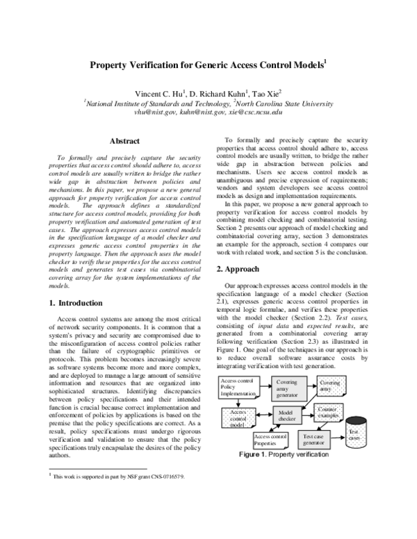 (PDF) Property Verification for Generic Access Control Models