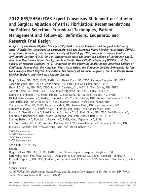 (PDF) 2012 HRS/EHRA/ECAS expert consensus statement on catheter and ...