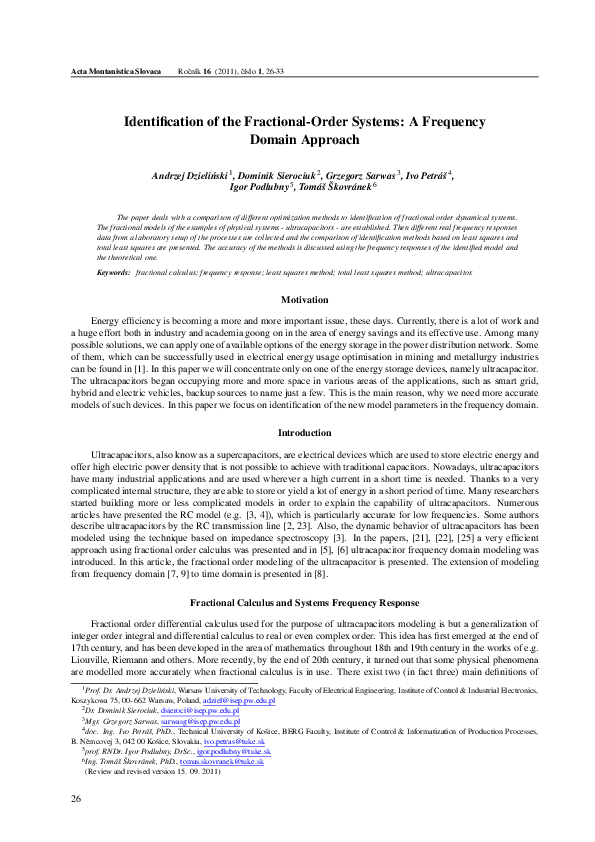 (PDF) Identification of the Fractional-Order Systems: A Frequency Domain Approach