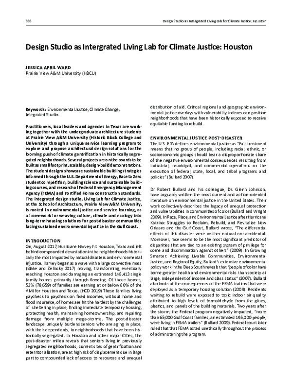 (PDF) Design Studio as Intergrated Living Lab for Climate Justice: Houston
