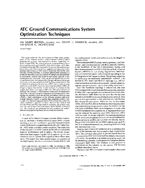 (PDF) ATC ground communications system optimization techniques