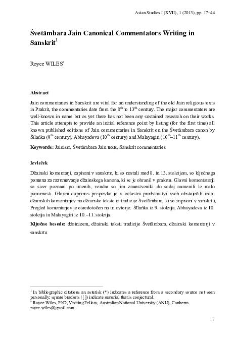 (PDF) Śvetāmbara Jain Canonical Commentators Writing in Sanskrit