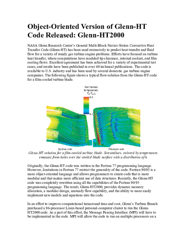 (PDF) Object-Oriented Version of Glenn-HT Code Released: Glenn-HT2000