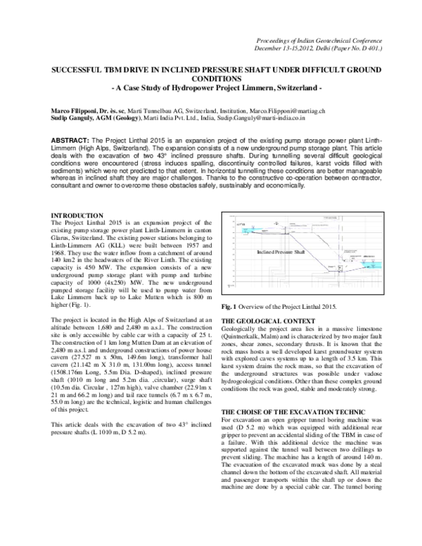 (PDF) SUCCESSFUL TBM DRIVE IN INCLINED PRESSURE SHAFT UNDER DIFFICULT ...
