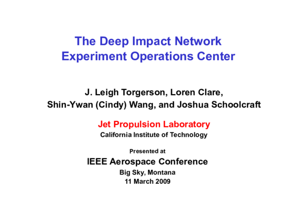 (PDF) The Deep Impact Network Experiment Operations Center