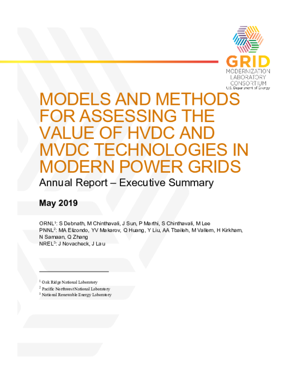 (PDF) Models and methods for assessing the value of HVDC adn MVDC technologies in modern power ...