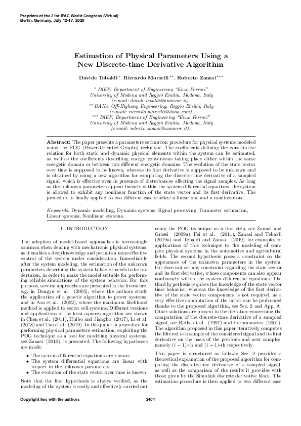 Pdf Estimation Of Physical Parameters Using A New Discrete Time