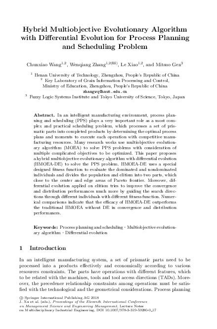 (PDF) Hybrid Multiobjective Evolutionary Algorithm with Differential Evolution for Process ...
