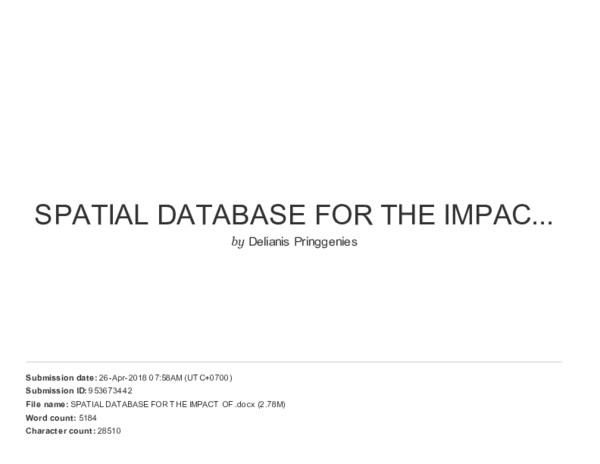 (PDF) Spatial Database for The Impact of Global Warming and Climate ...