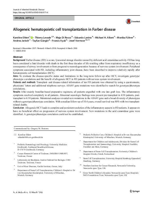 (PDF) Allogeneic Hematopoietic Cell Transplantation (HCT) after ...