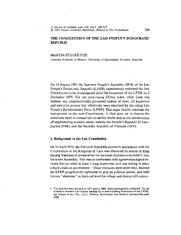 (PDF) The Constitution of the Lao People's Democratic Republic
