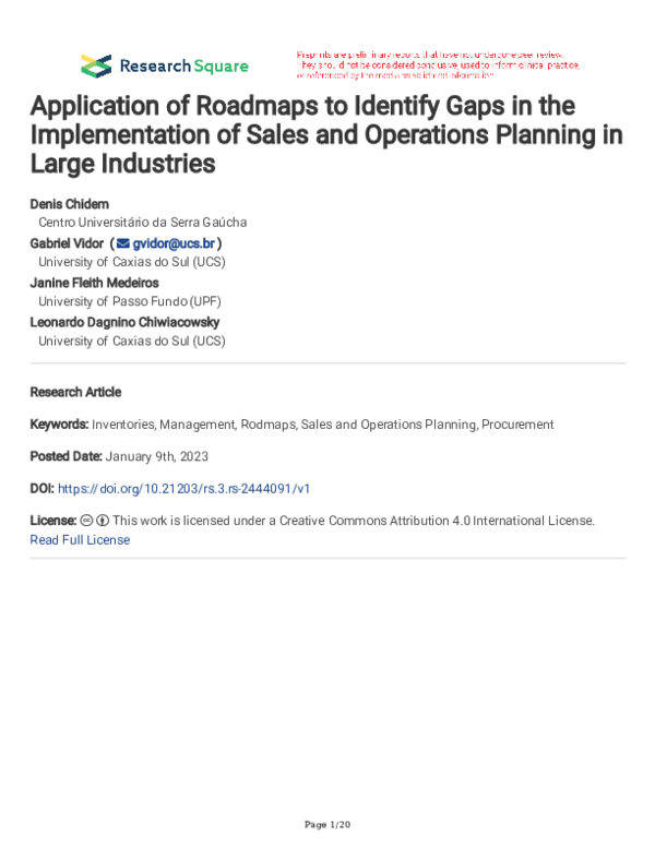 (PDF) Application of Roadmaps to Identify Gaps in the Implementation of ...
