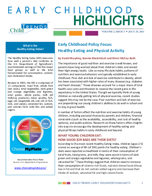 (PDF) Early Childhood Policy Focus: Healthy Eating and Physical Activity