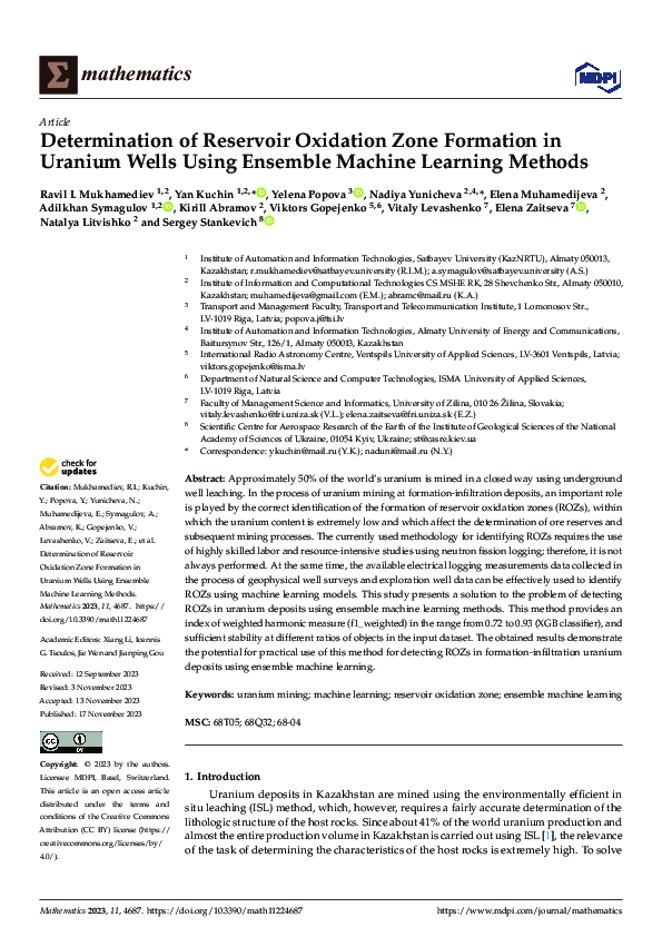 (PDF) Determination of Reservoir Oxidation Zone Formation in Uranium ...