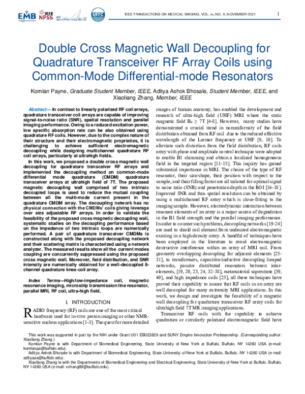 (PDF) Double Cross Magnetic Wall Decoupling For Quadrature Transceiver ...