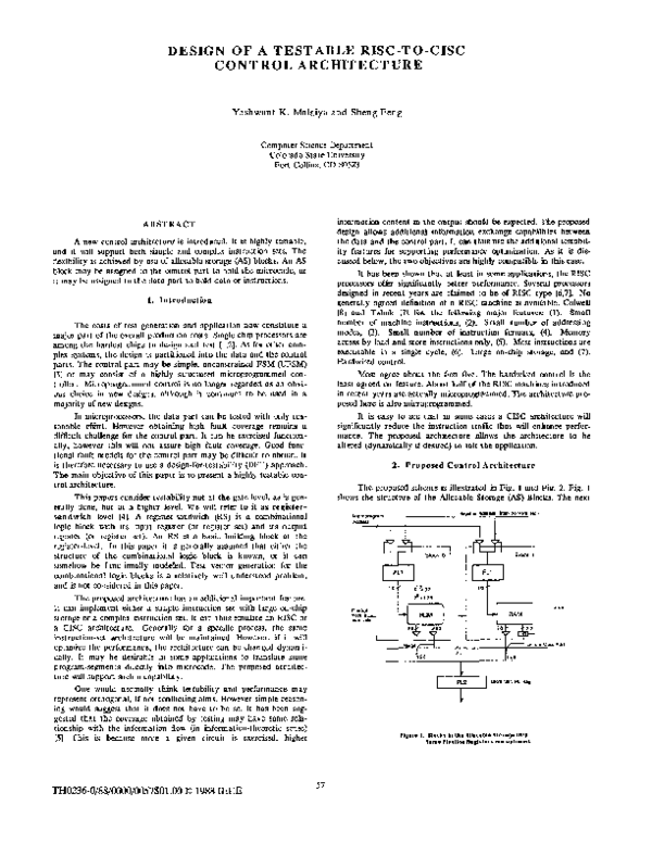 (PDF) Design of a testable RISC-to-CISC control architecture