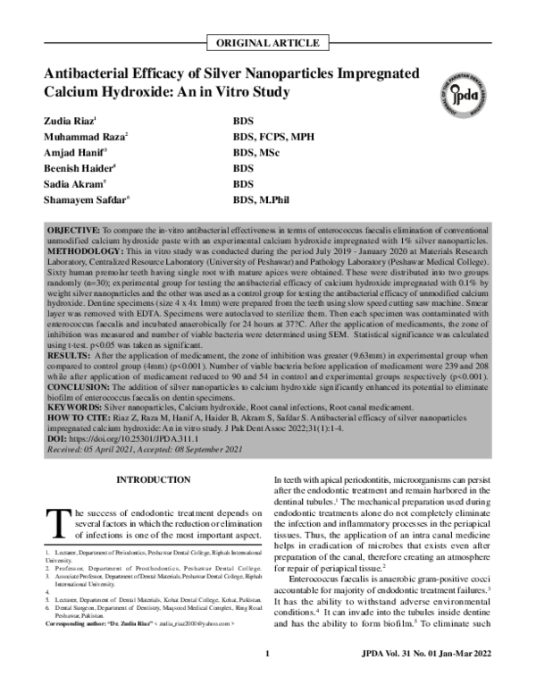 (PDF) Antibacterial Efficacy of Silver Nanoparticles Impregnated ...