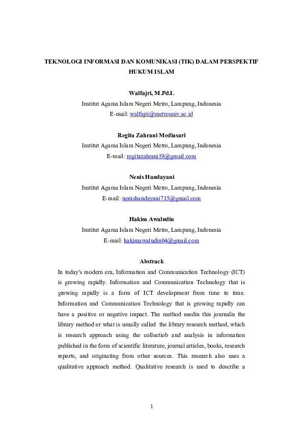 (DOC) TEKNOLOGI INFORMASI DAN KOMUNIKASI (TIK) DALAM PERSPEKTIF