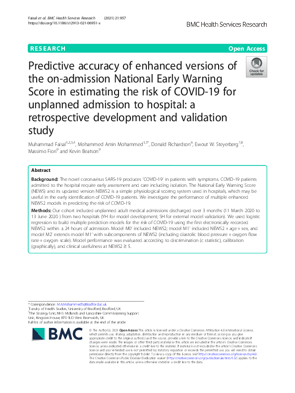 (PDF) Predictive accuracy of enhanced versions of the on-admission ...