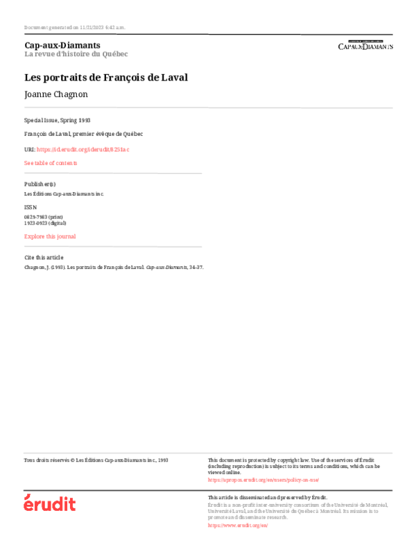 (PDF) Les portraits de François de Laval