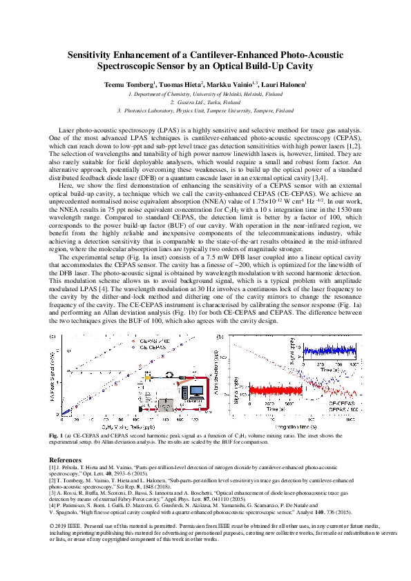 (PDF) Sensitivity Enhancement of a Cantilever-Enhanced Photo-Acoustic Spectroscopic Sensor by an ...
