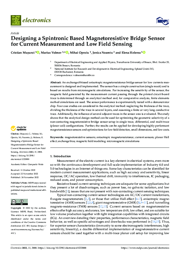 (PDF) Designing a Spintronic Based Magnetoresistive Bridge Sensor for Current Measurement and ...