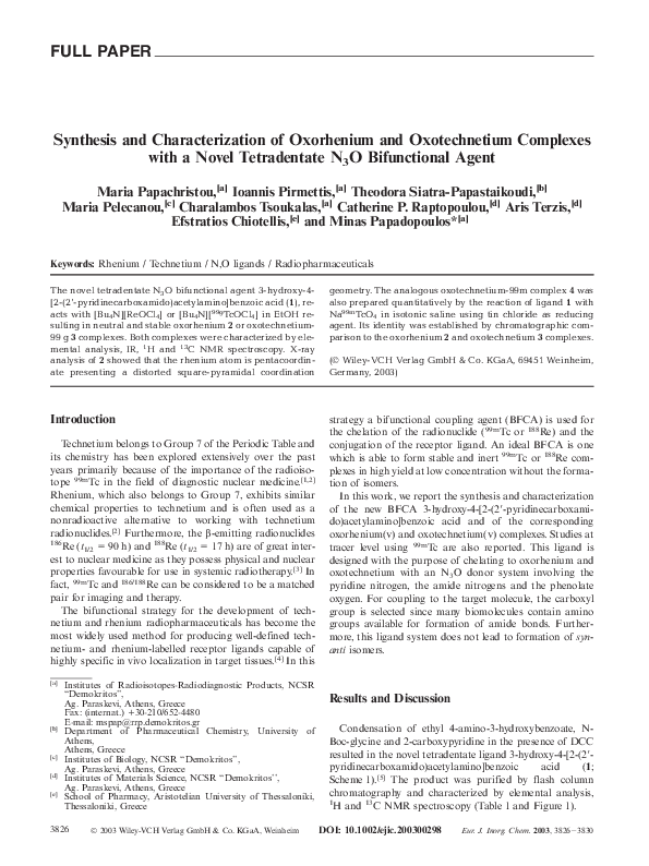 (PDF) Synthesis and Characterization of Oxorhenium and Oxotechnetium ...