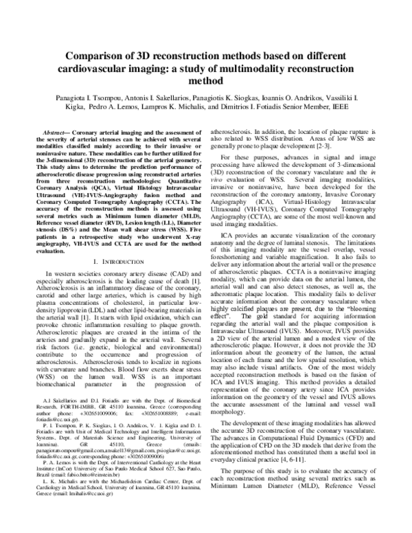(PDF) Comparison of 3D reconstruction methods based on different cardiovascular imaging: a study ...