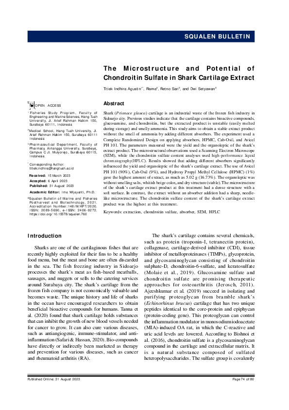 (PDF) The Microstructure and Potential of Chondroitin Sulfate in Shark ...