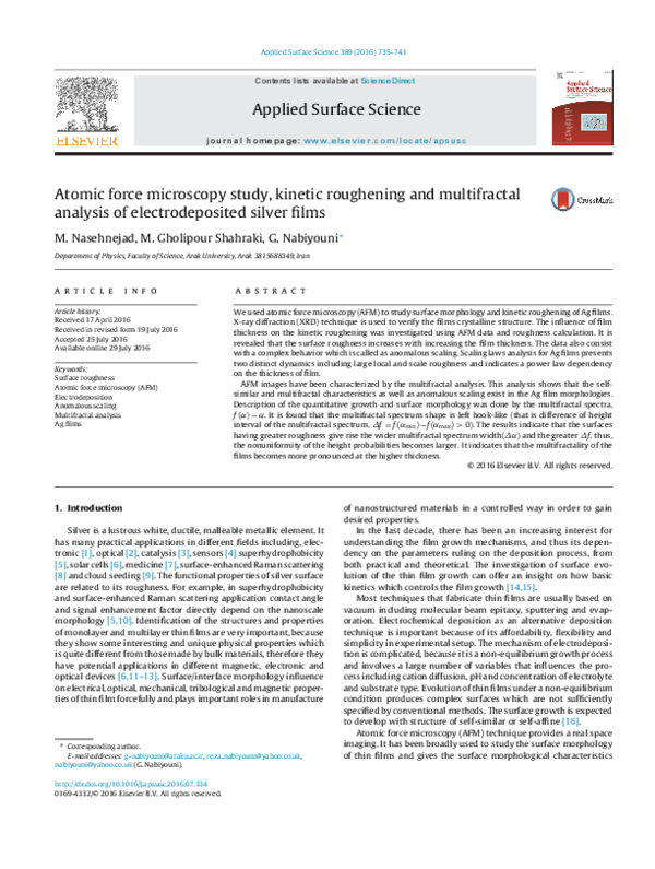 (PDF) Atomic force microscopy study, kinetic roughening and ...