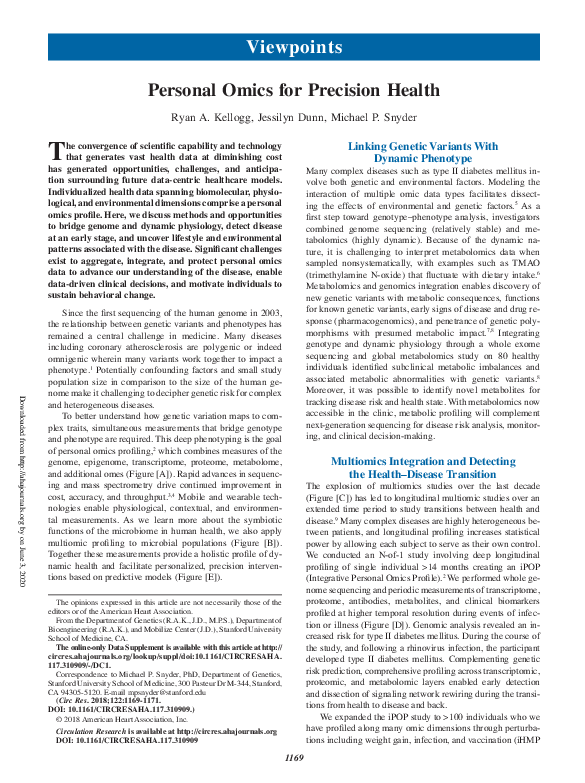 (PDF) Personal Omics for Precision Health