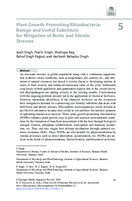 (PDF) Plant Growth-Promoting Rhizobacteria: Benign and Useful Substitute for Mitigation of ...