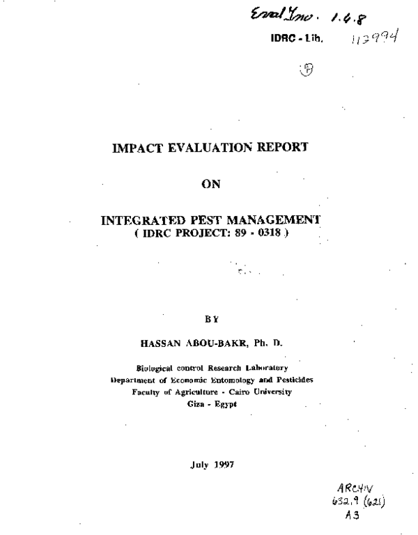 (PDF) Impact evaluation report on Integrated Pest Management