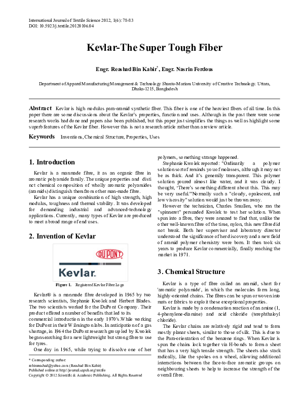 (PDF) Kevlar-The Super Tough Fiber