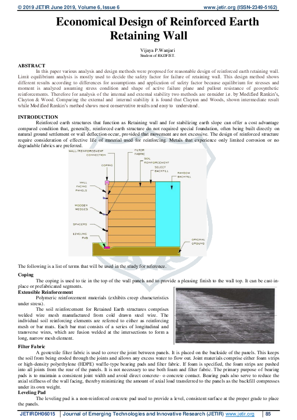 (PDF) Economical Design of Reinforced Earth Retaining Wall