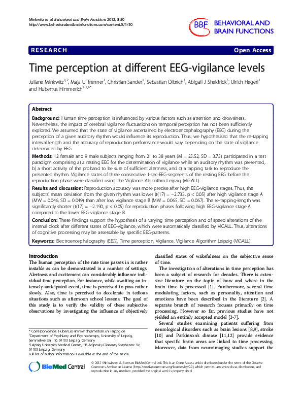 (PDF) Time perception at different EEG-vigilance levels