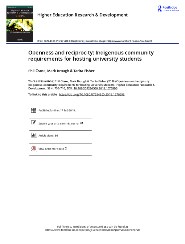 (PDF) Openness and reciprocity: Indigenous community requirements for ...