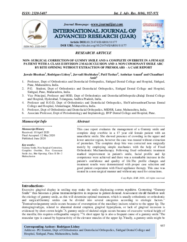 (PDF) Non- Surgical Correction of Gummy Smile and a Complete Overbite ...