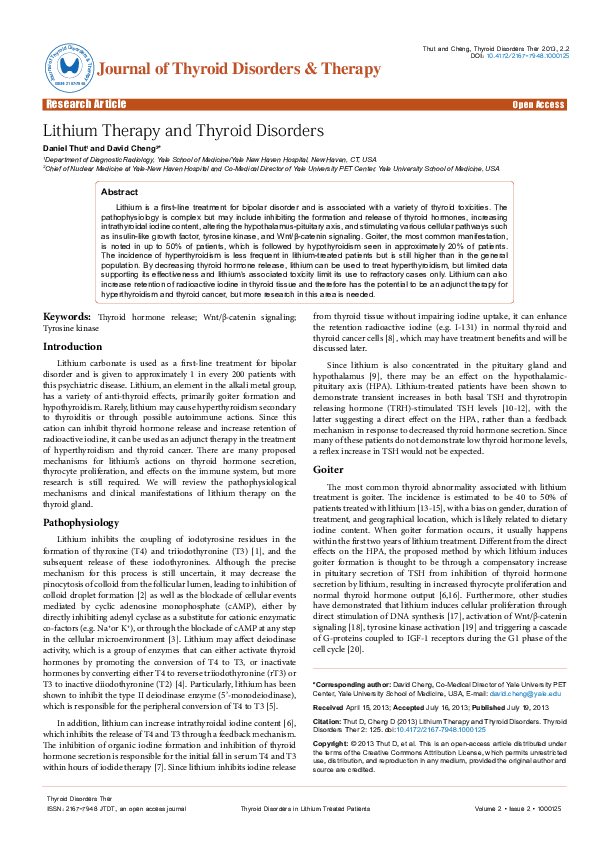 (PDF) Lithium therapy and thyroid disorders